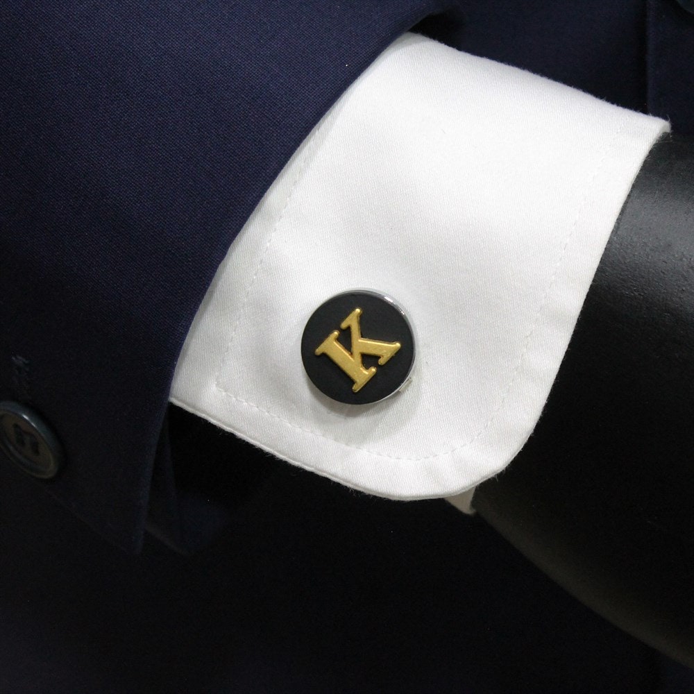 Personalized Initial Cufflinks: Handmade Custom Button Cover, Gold ...