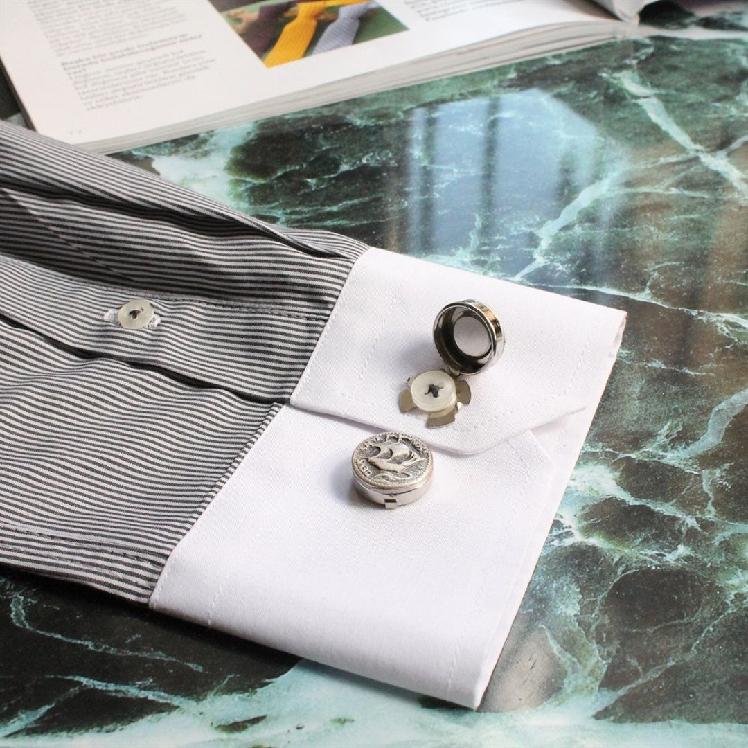 Sailboat Button Cover Cufflinks, Handmade Cuff Links, Unique Design Men ...