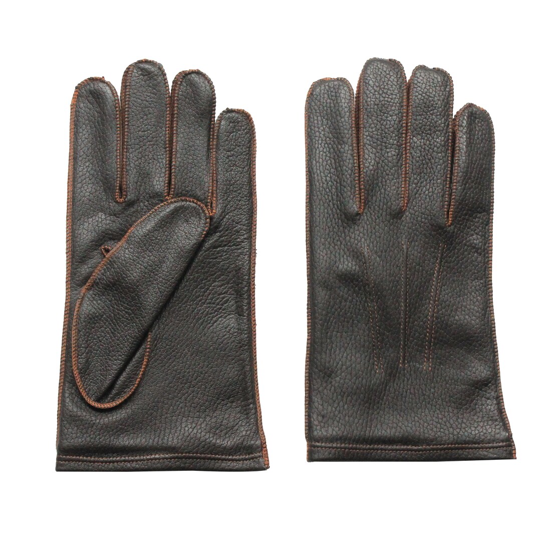 Men's Brown Leather Winter Gloves, Genuine Lambskin Leather Winter ...