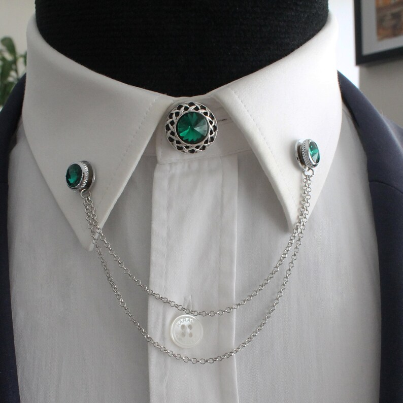 Handmade Jacket Shirt Chain Pin & Lapel Pin Brooch Set: Men's Suit ...
