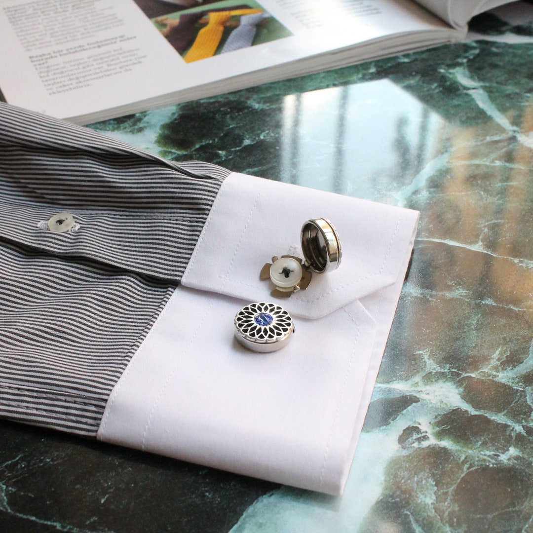 Navy Blue Stones Button Cover Cufflinks, Handmade Cuff Links, Unique ...