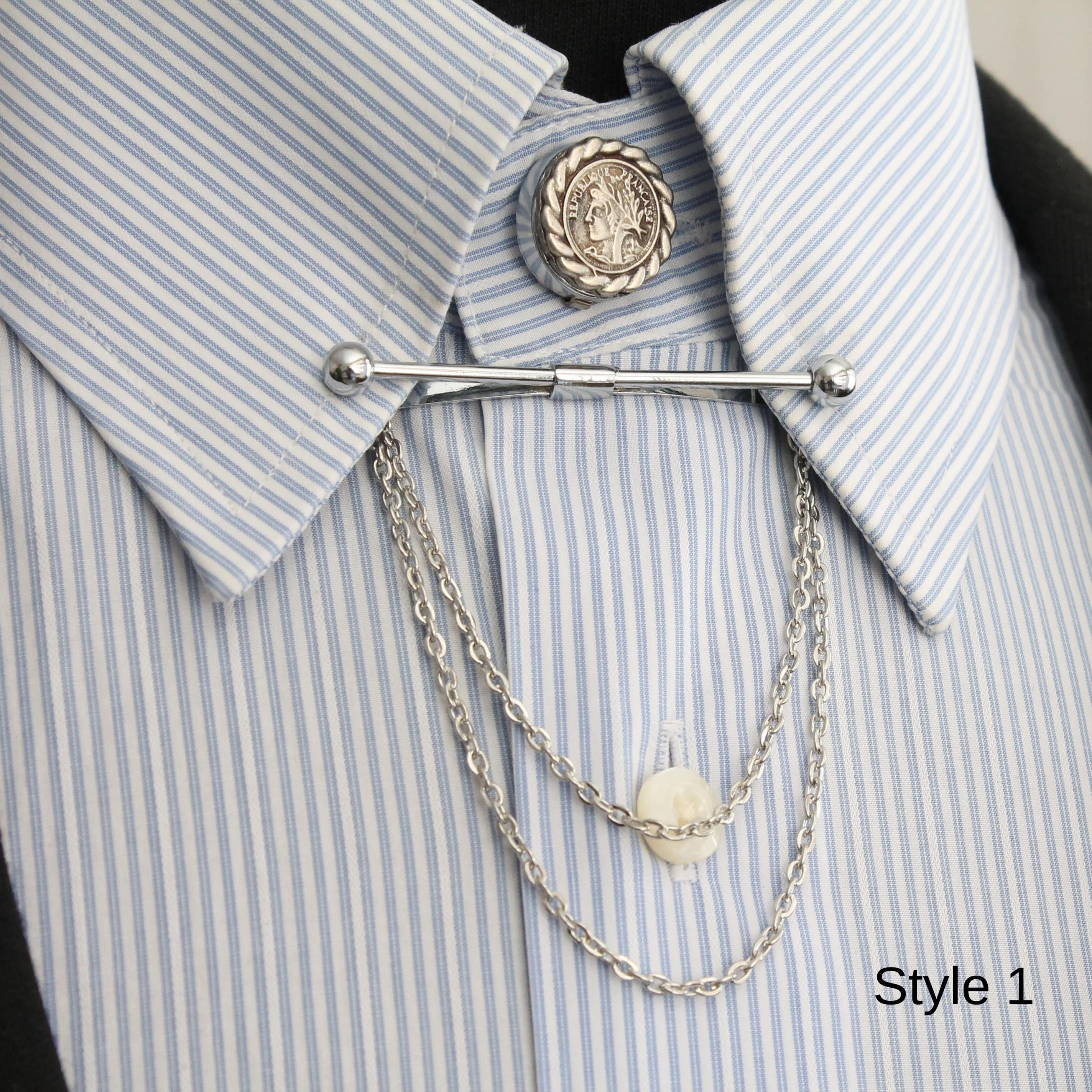 Silver Color Collar Pin Collar Bar Shirt Collar Clips - Etsy Singapore