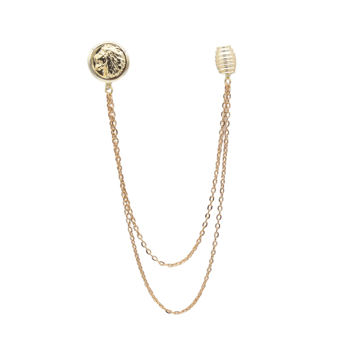 Handmade Lion Lapel Pin Brooch With Chain, Gold Plated Suit Accessory ...