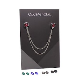 5 in 1 Shirt Collar Pin With Changeable Stones, Shirt Silver Chain ...