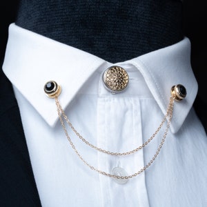 Handmade Shirt Jacket Collar Chain Brooch Set, Lapel Pin Wedding ...