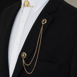 Customized Initial Jacket Chain Brooch, Personalized Letter Handmade ...