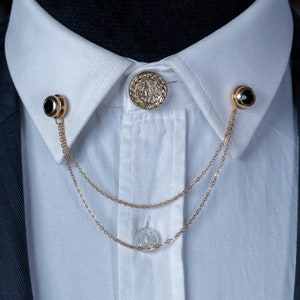 Handmade Shirt Jacket Collar Chain Brooch Set: Lapel Pin Wedding ...