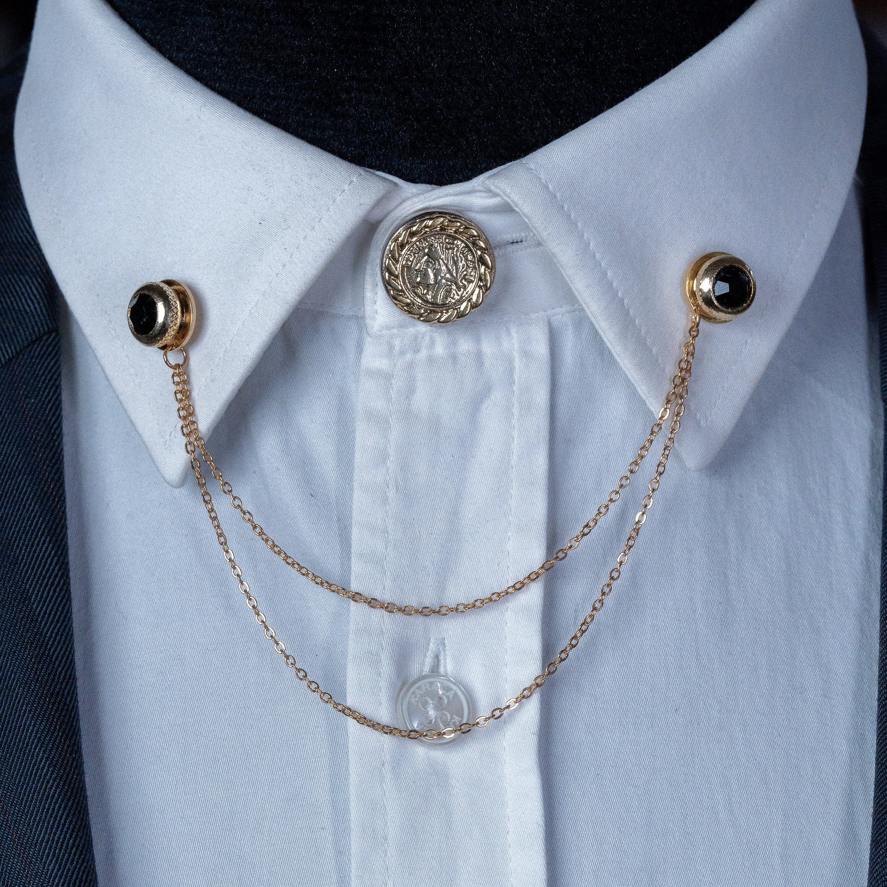 Handmade Shirt Jacket Collar Chain Brooch Set: Lapel Pin Wedding ...