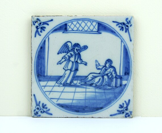 Antique Dutch Tile Delftblue Handpainted Bible Scene - Etsy