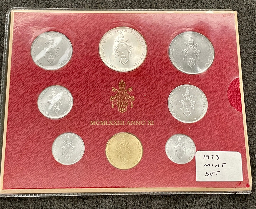 Vintage 1973 Vatican Lira Coin Set, Papal Italian Silver 83.5% 500L ...