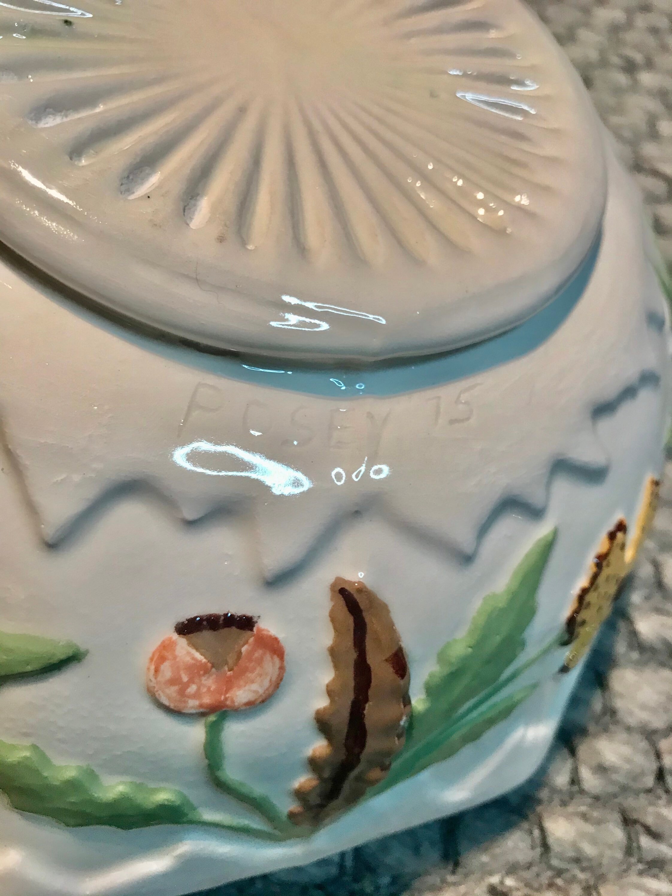 Vintage 1975 Signed Posey Glazed Kiln Fired 9 Bowl, Poppy Floral Raised ...