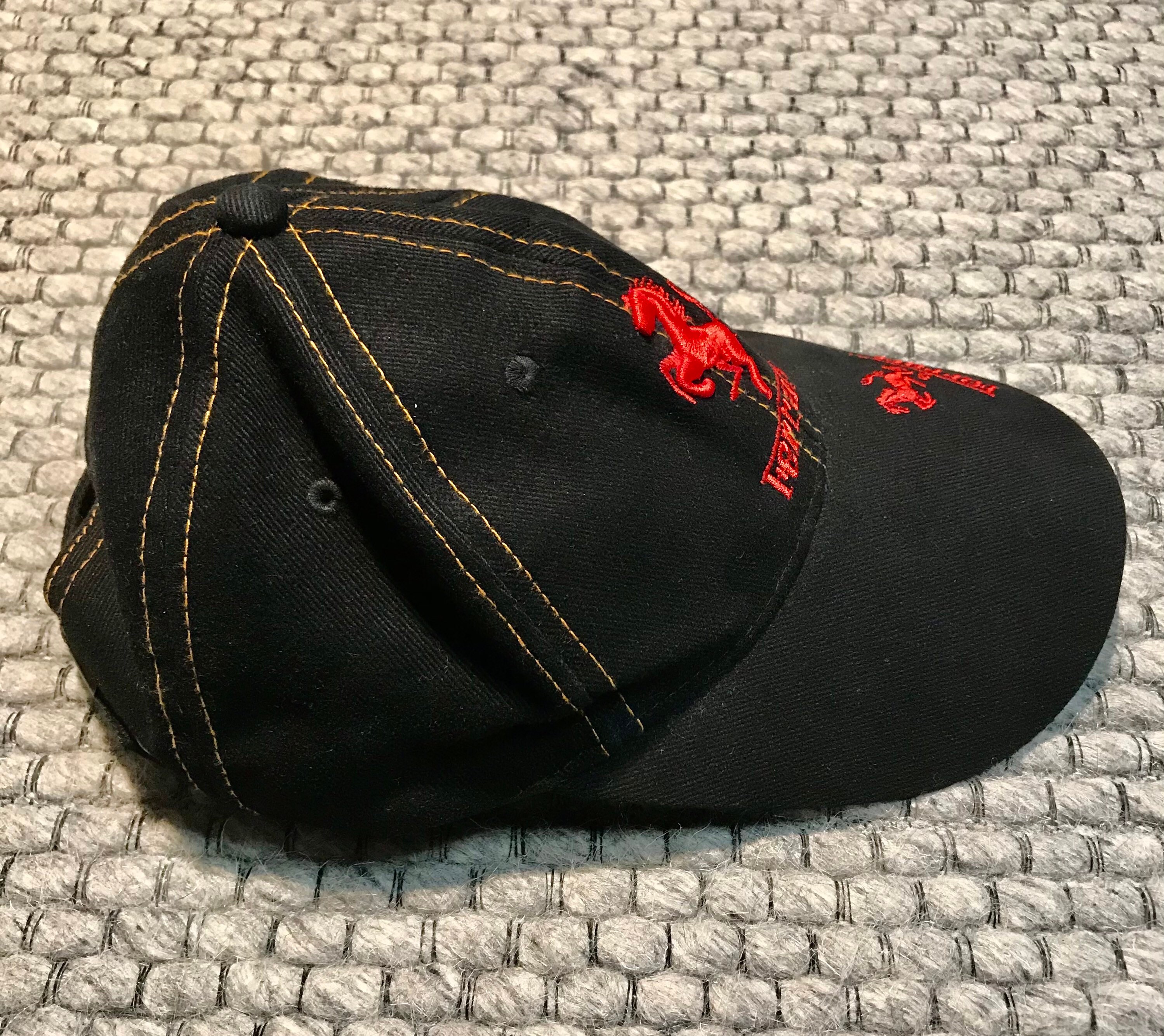 Rare Vintage 1996 Ferrari Black With Red Ferrari Triple Embroidered and ...