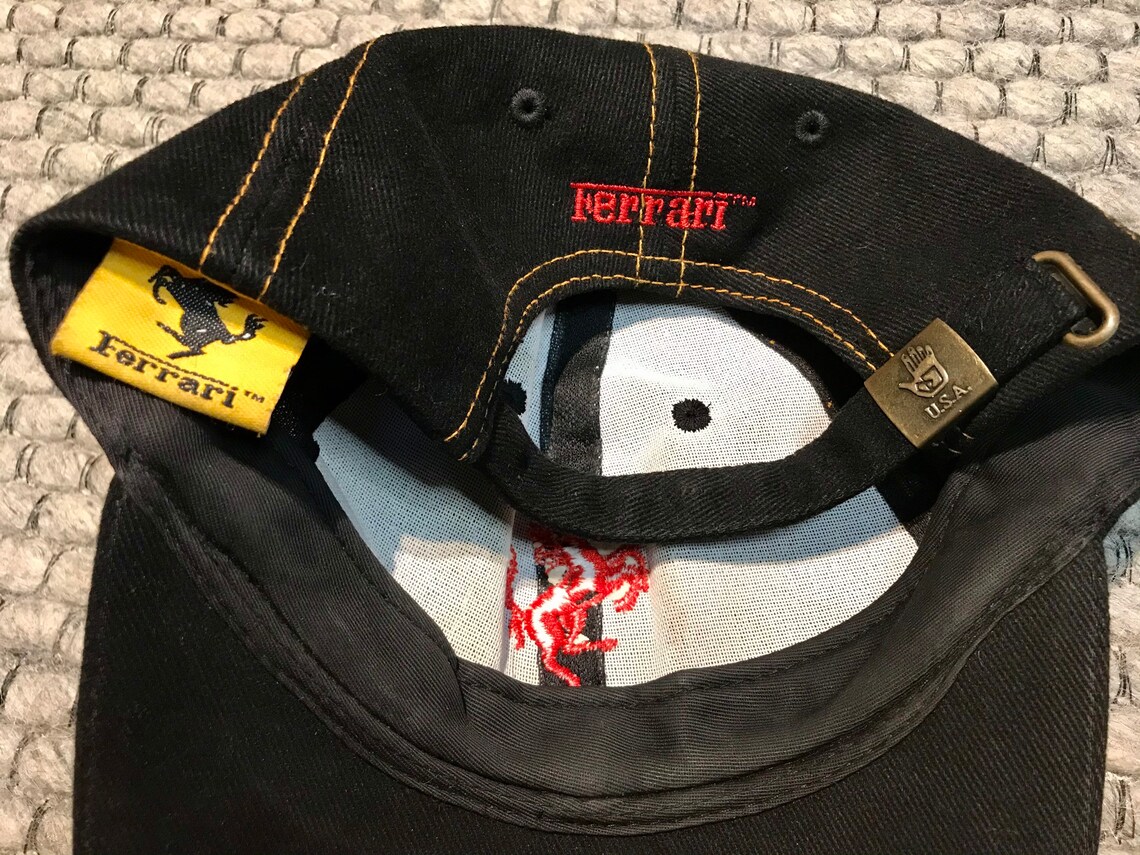 Rare Vintage 1996 Ferrari Black With Red Ferrari Triple Embroidered and ...