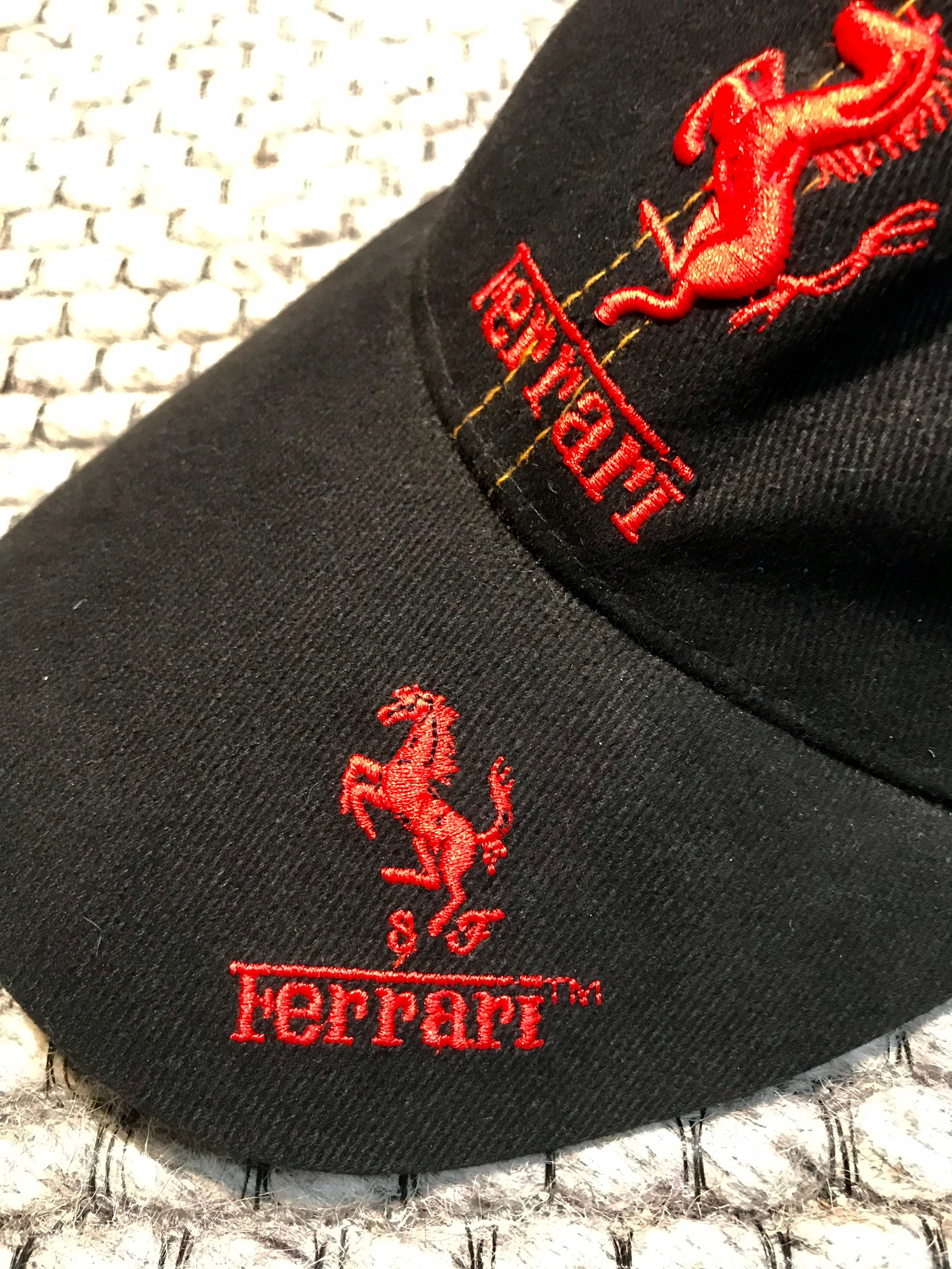 Rare Vintage 1996 Ferrari Black With Red Ferrari Triple Embroidered and ...