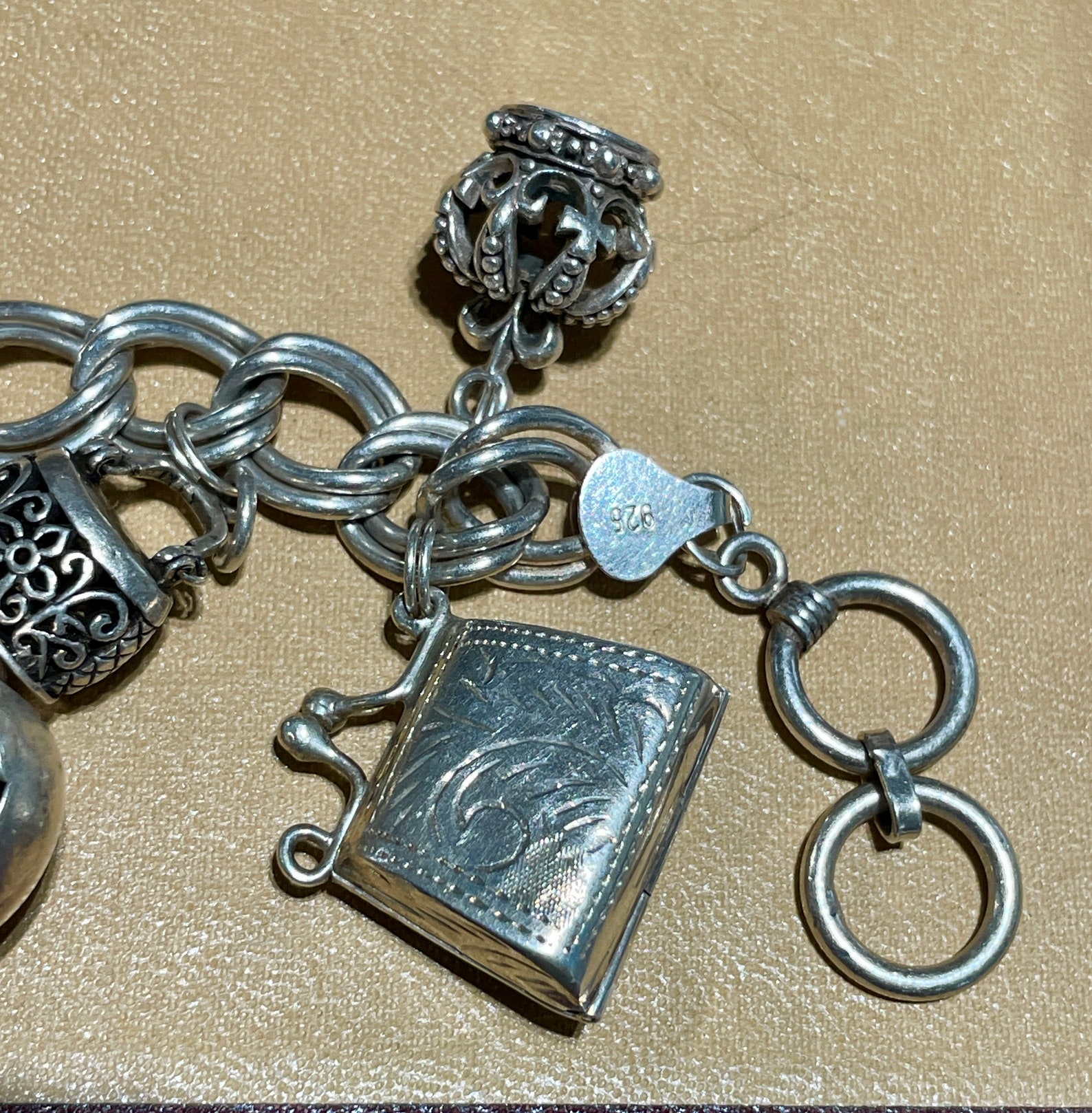 Vintage 1970s to 90s Sterling Silver Charm Bracelet, 925 Made in Italy ...