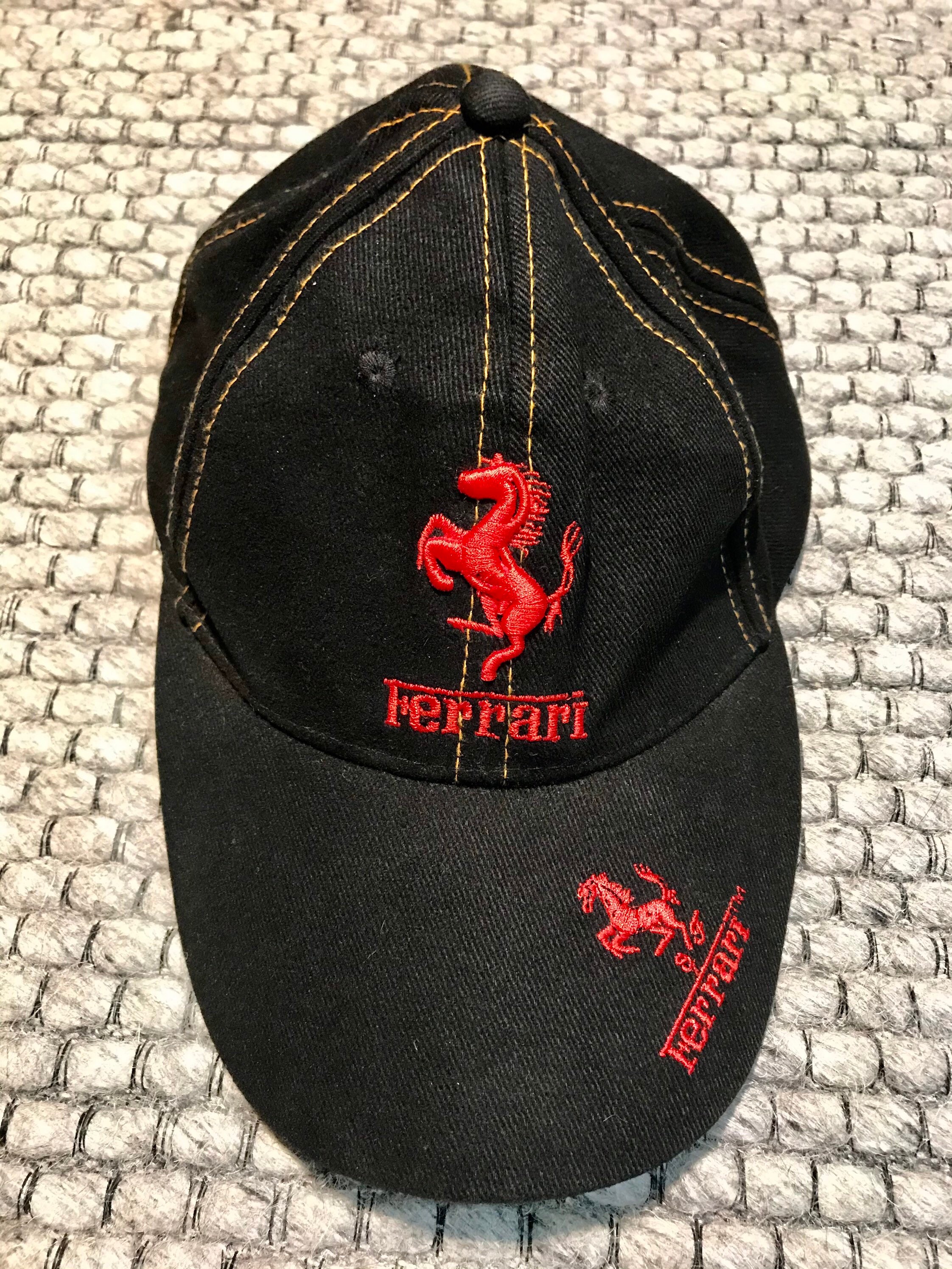 Rare Vintage 1996 Ferrari Black With Red Ferrari Triple Embroidered and ...