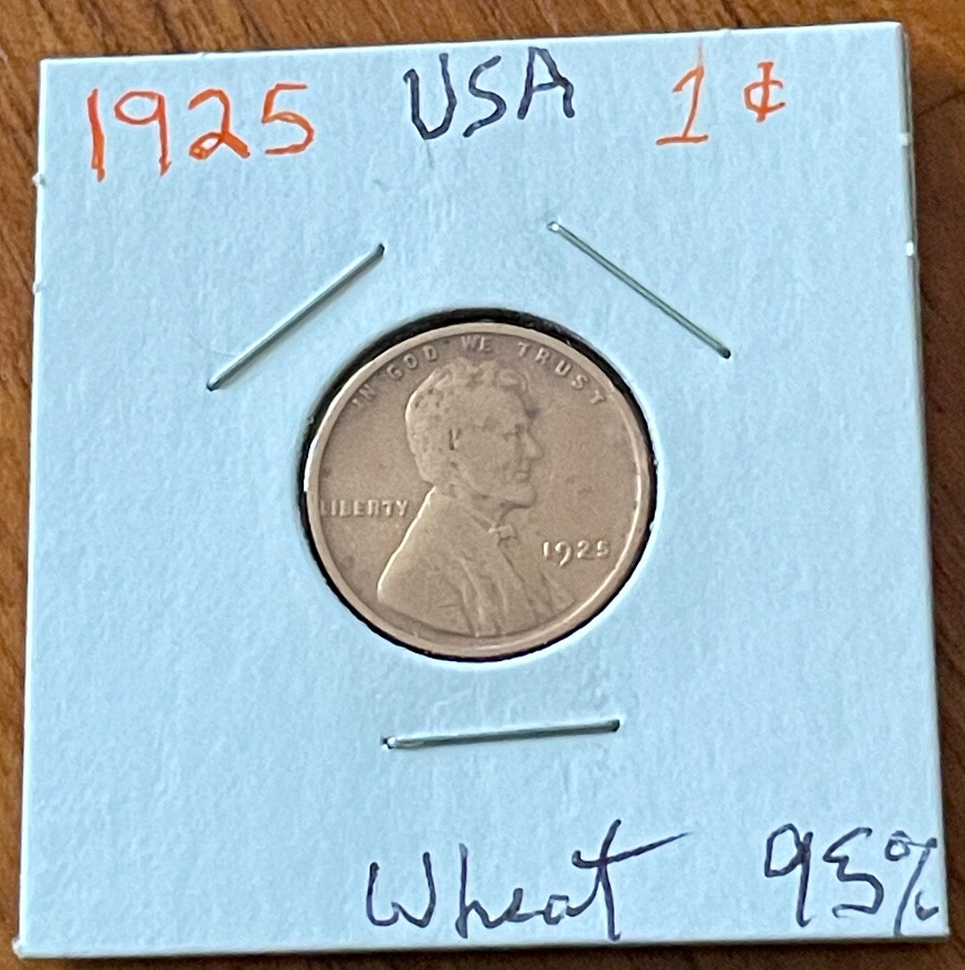 Vintage 1925 Copper Wheat Penny USA One Cent Abraham Lincoln Bust ...