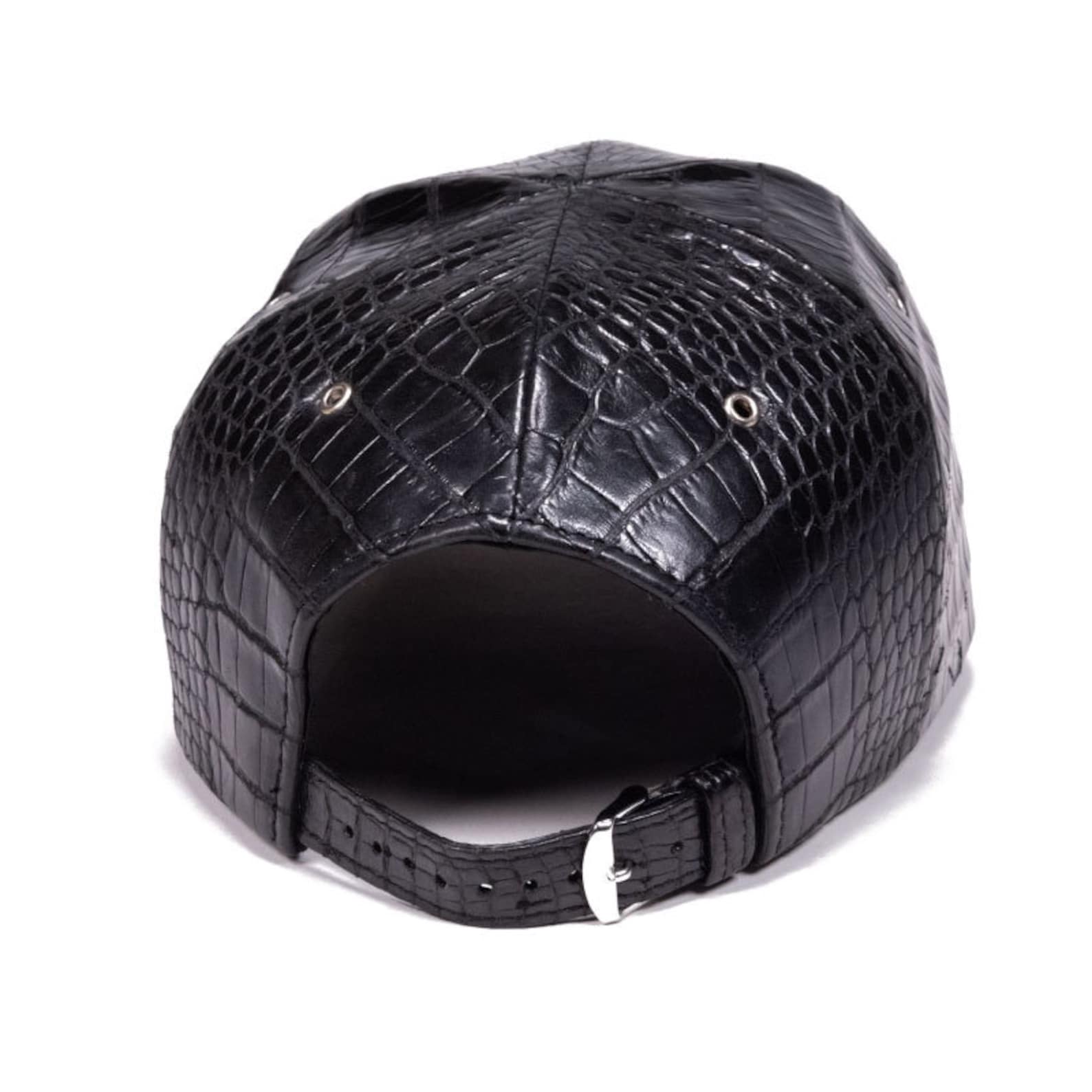 Alligator Skin Baseball Cap, Black Leather Adjustable Ball Cap ...