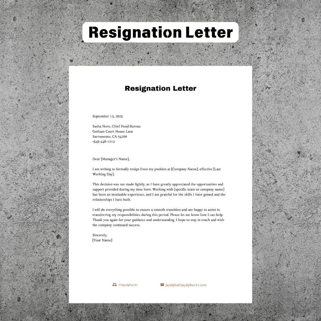 Professional Resignation Letter Template | Editable and Instant ...
