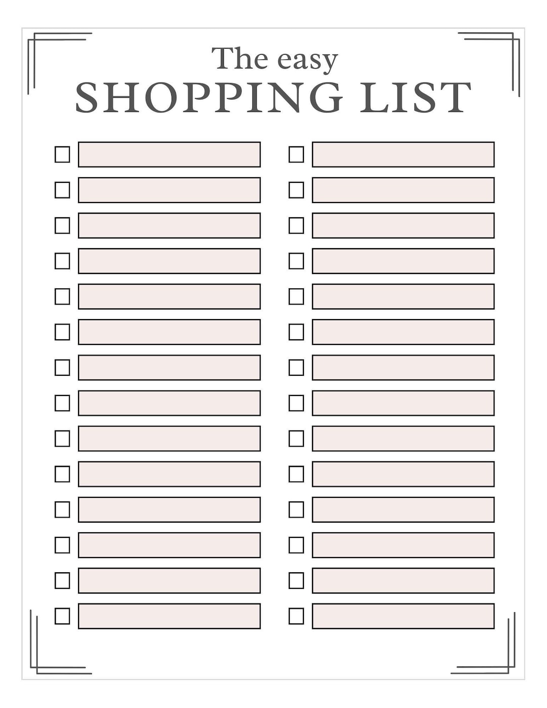 Printable Shopping List Template, to Buy List, Item Checklist, Grocery ...