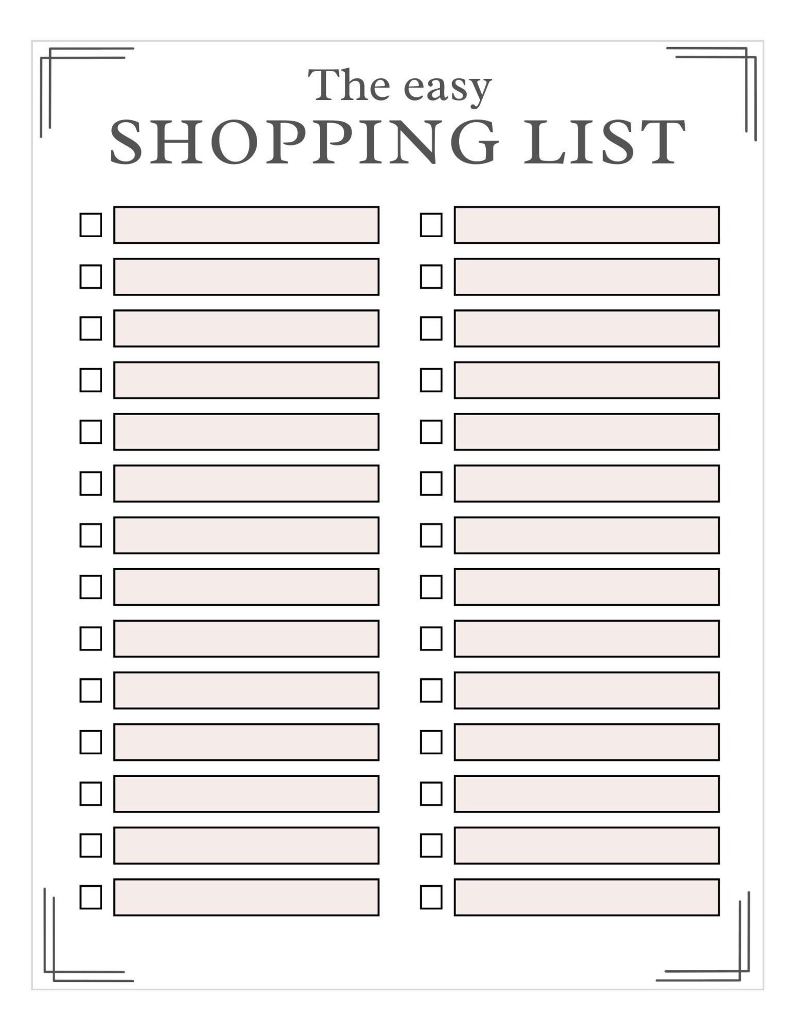 Printable Shopping List Template, to Buy List, Item Checklist, Grocery ...