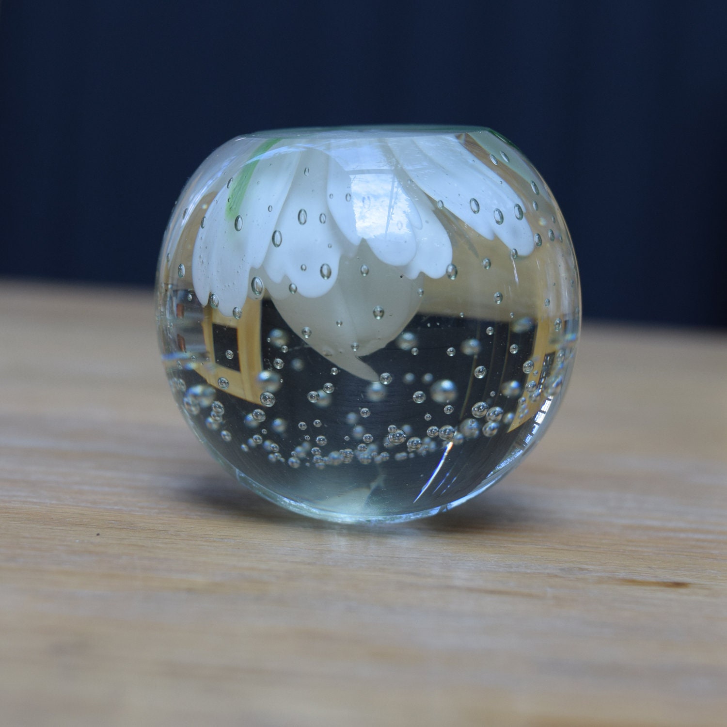 White Flower and Bubble Paperweight - Etsy