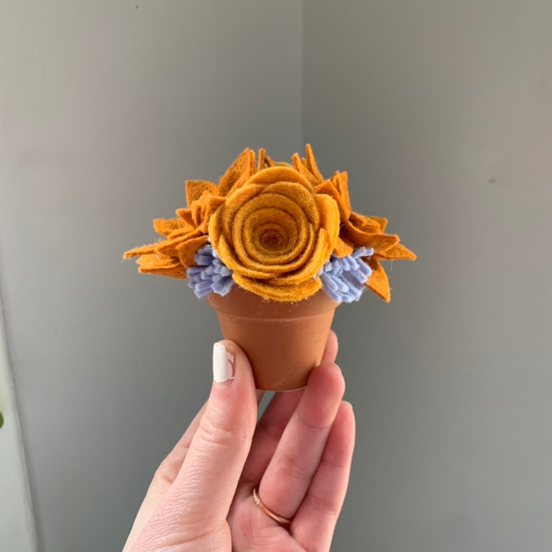 Mini Forever Flower Pot Mini Floral Arrangement Tiny Felt Flower ...