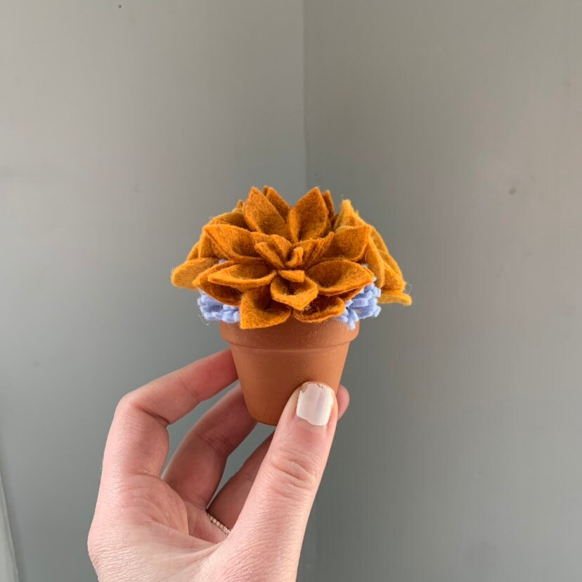 Mini Forever Flower Pot Mini Floral Arrangement Tiny Felt Flower ...