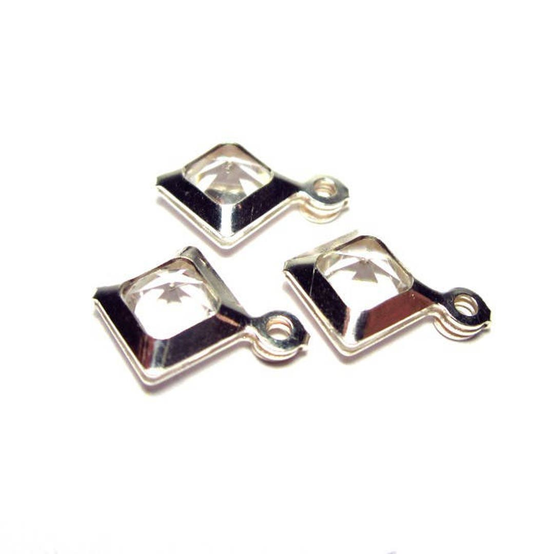 X2 Crystal Charms Transparent Set Silver 925, Diamond Shape, 11.2x8mm ...