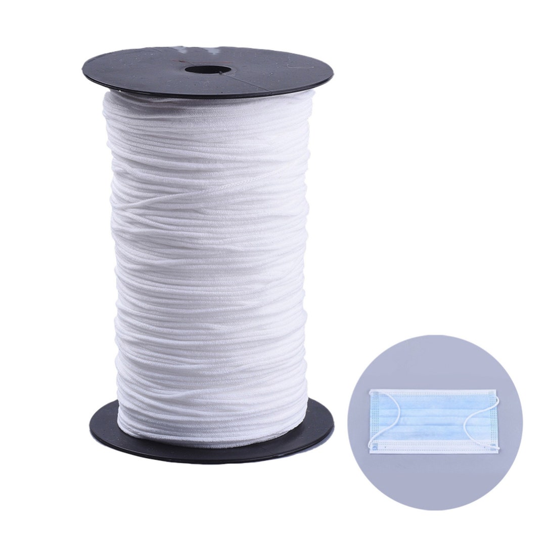 5, 10 or 20m of White Round Elastic Cord, Very Soft, Width 2mm Ideal ...