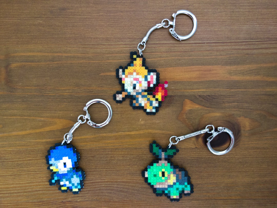 Piplup, Chimchar and Turtwig Keychains, Pins, Brooches, Magnets or ...