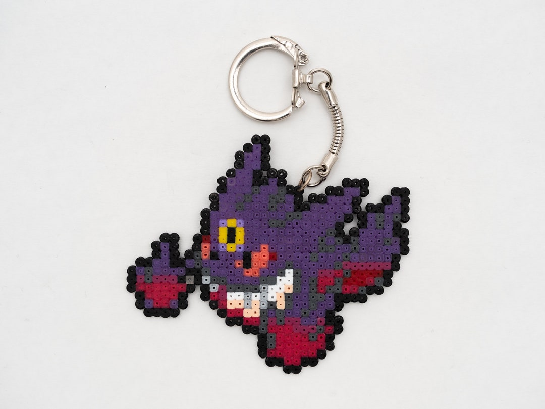 Mega Gengar Pokemon Keychain - Pixel Art Perler Bead Charm - Retro ...