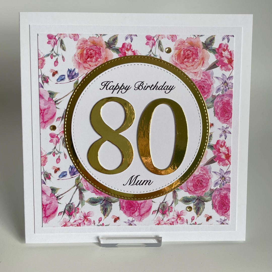 Mum 80th Birthday Card. Handmade 80th Card for Mum. - Etsy UK