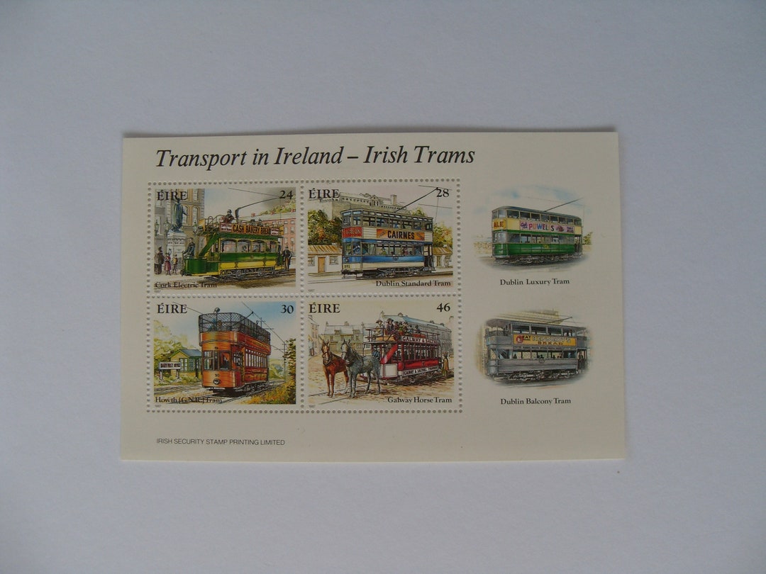 1987 Ireland Irish Trams Mint Mini Sheet Very Rare Hafnia 87 Overprint ...