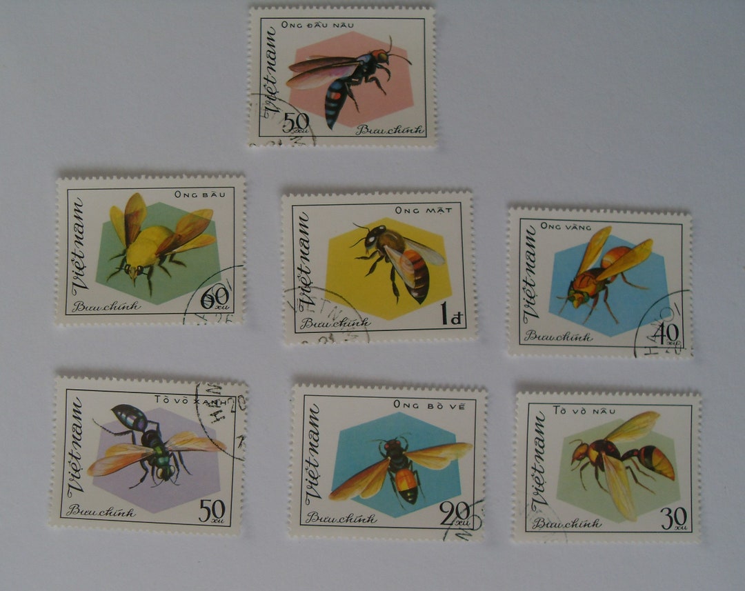Bee Postage Stamp Packs Used Stamps Worldwide for Collecting or Craft ...