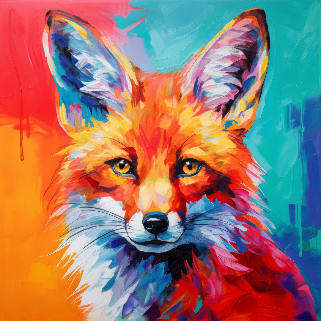 Vibrant Portrait of a Fox - Etsy