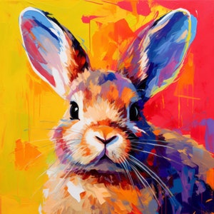 Vibrant Portrait of a Bunny Rabbit - Etsy