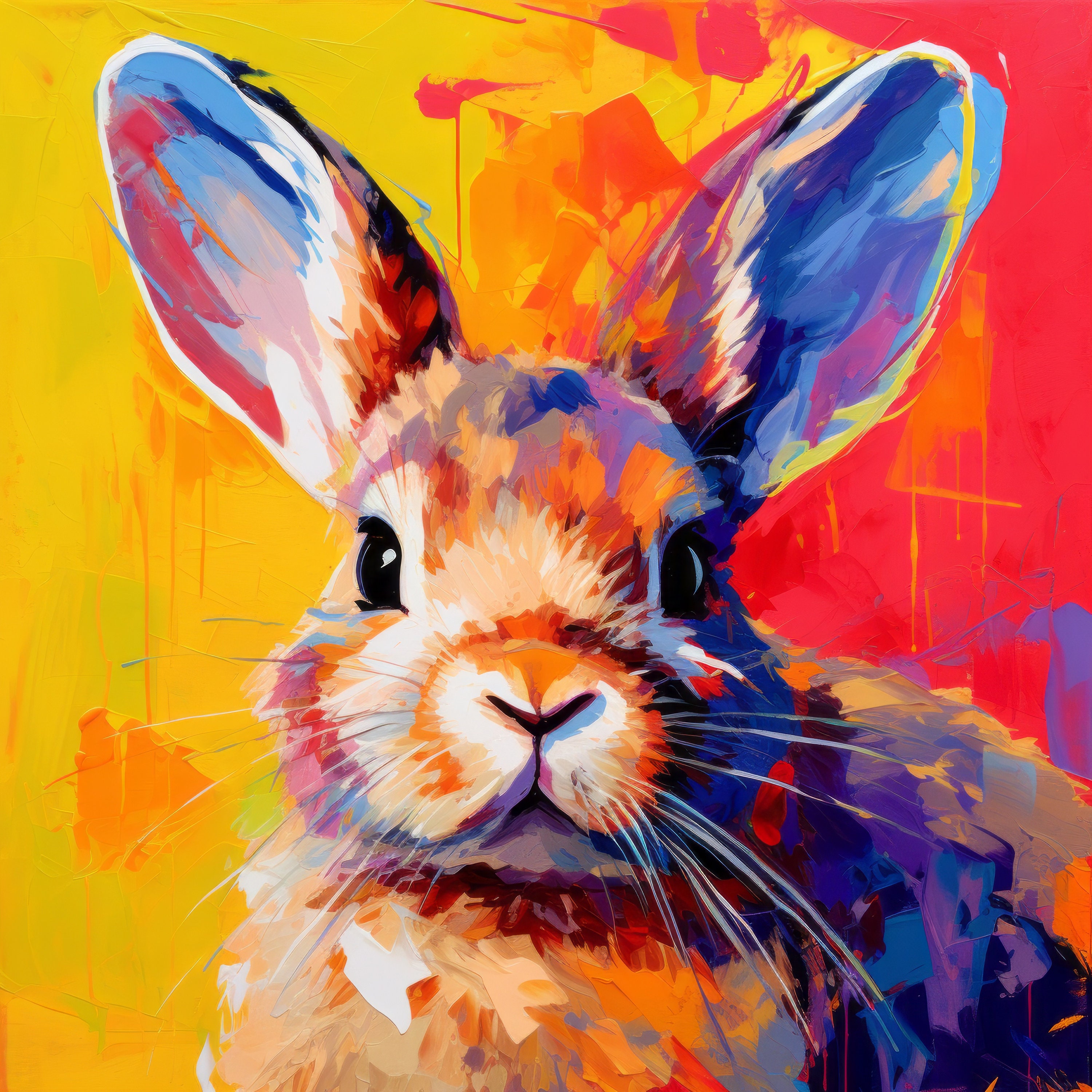 Vibrant Portrait of a Bunny Rabbit - Etsy
