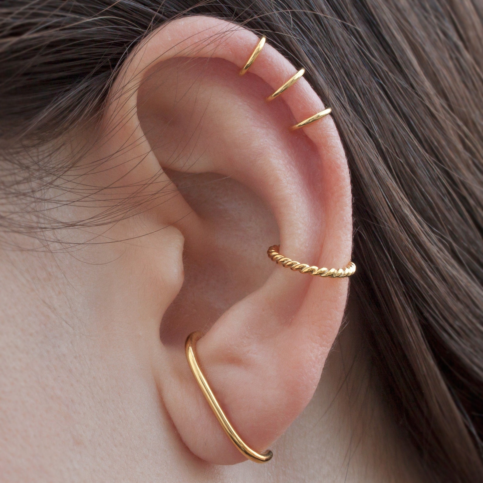 Mini Triple Ear Cuff Hoop Ear Cuff Silver Ear Cuff Non - Etsy