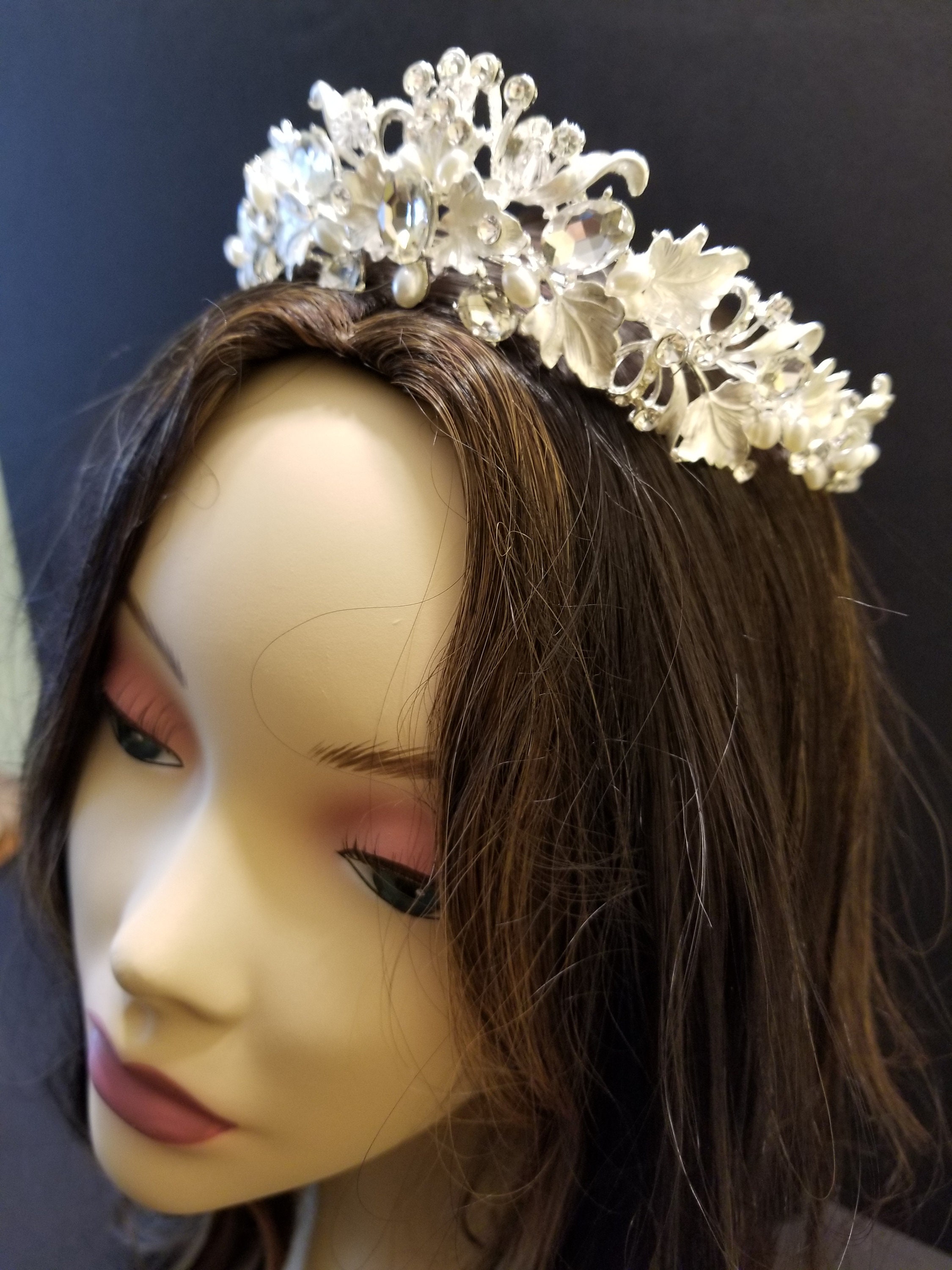 Stunning Silver Flower Tiara With Crystals - Etsy
