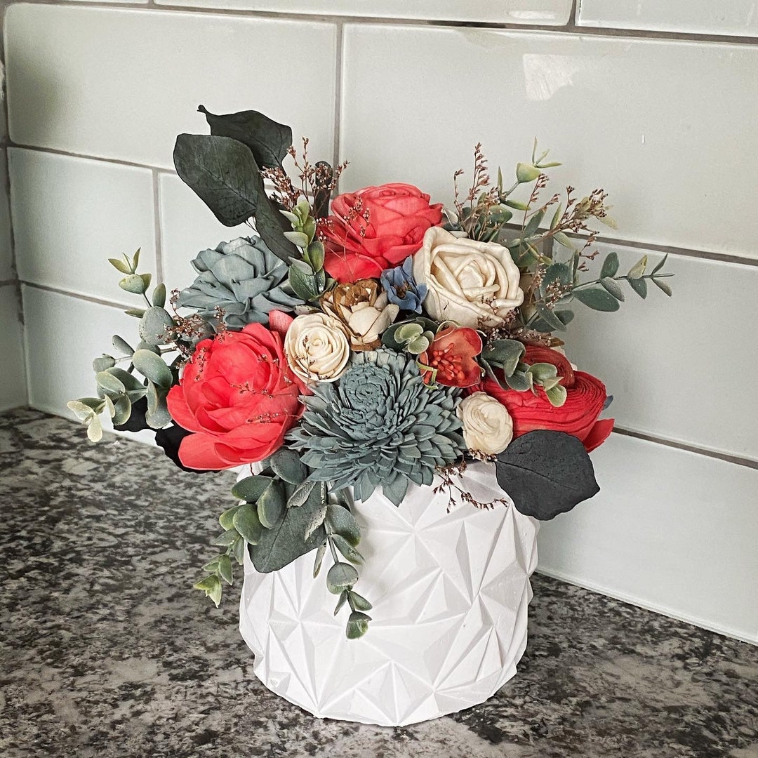 Bright and Beautiful Wood Floral Arrangement - Etsy