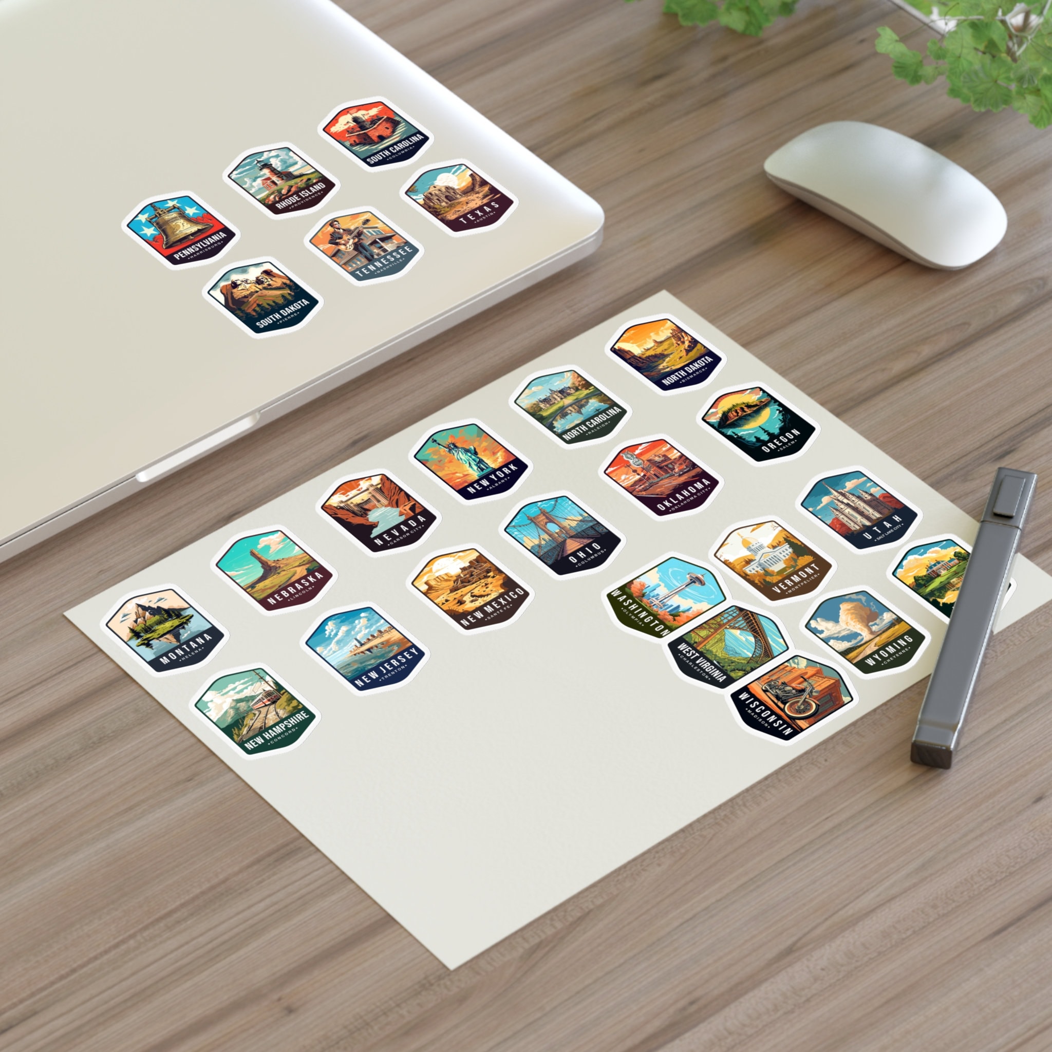 U.S. States Sticker Sheet, 25 Stickers, U.S. Landmarks, 50 States ...