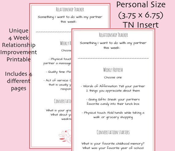 Relationship Tracker Marriage communication tool instant | Etsy