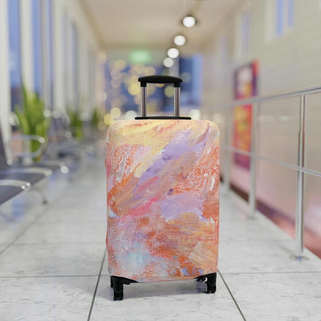 Pink Orange Luggage Cover, Watercolor Suitcase Cover, Pastel Suitcase ...