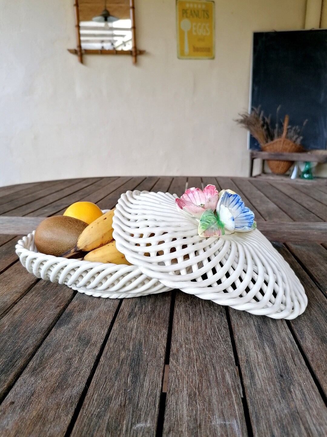 1950s Slip Candy Box, Antique Ceramic Candy Box, Ceramic Fruit Basket ...