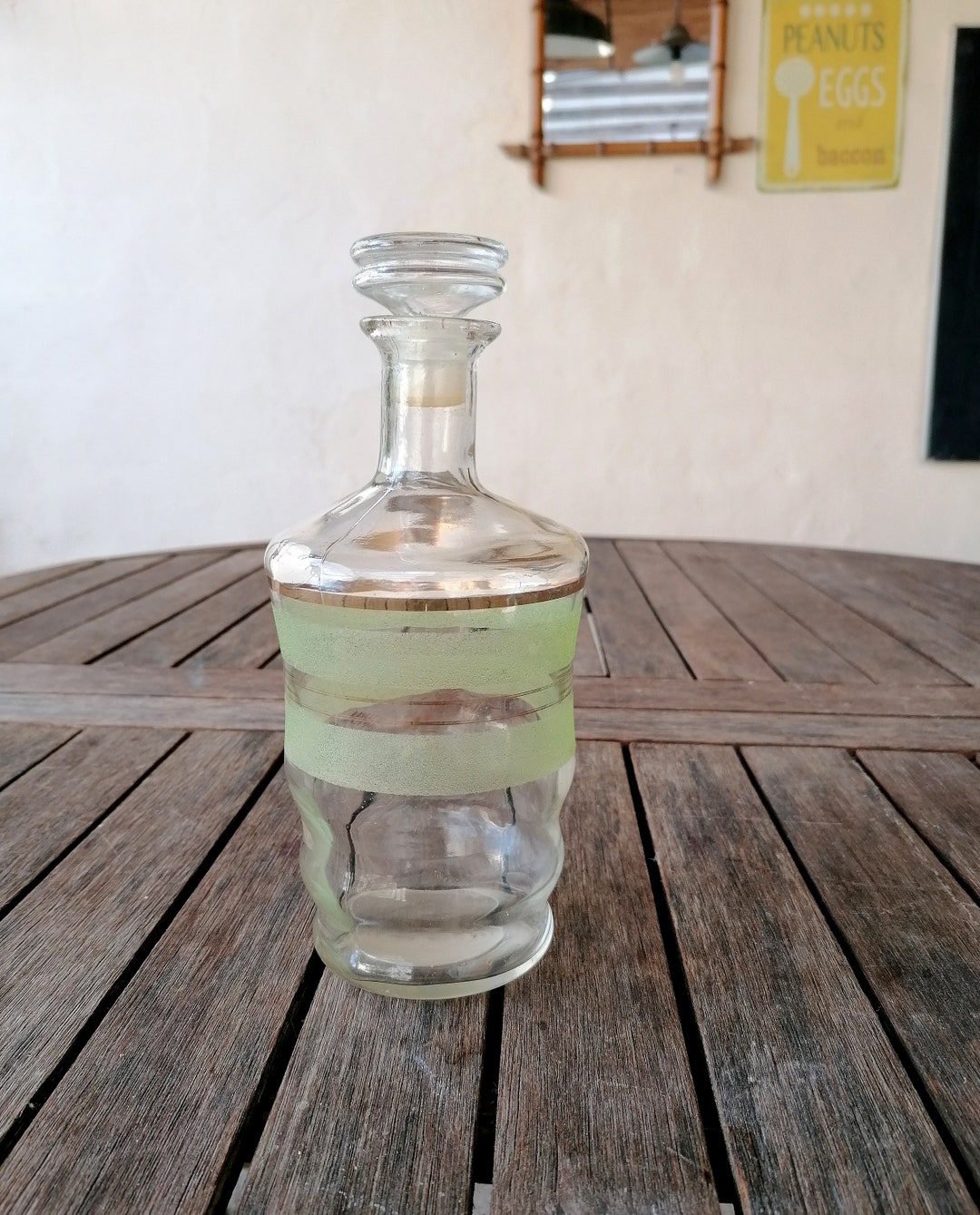 Vintage Carafe, Liqueur Carafe, Green Glass Carafe, Old Carafe, 1950s ...