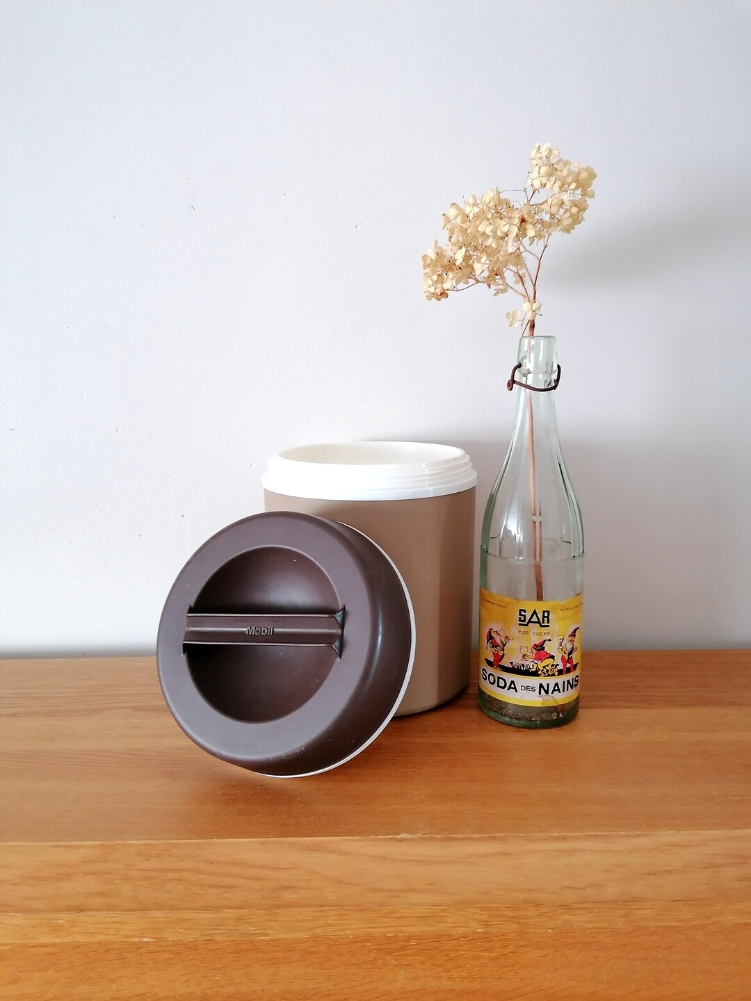 Brown MOBIL Cooler, Vintage Cooler, MOBIL Cooler, Ice Bucket, Seventies ...