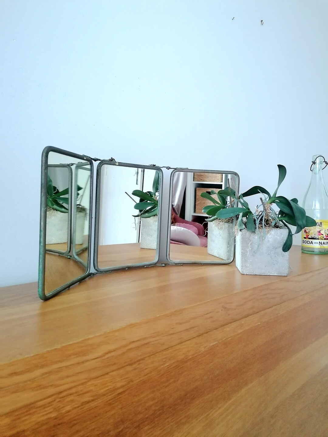 Triptych Barber Mirror, Vintage Mirror, Vintage Barber Mirror, Triptych ...