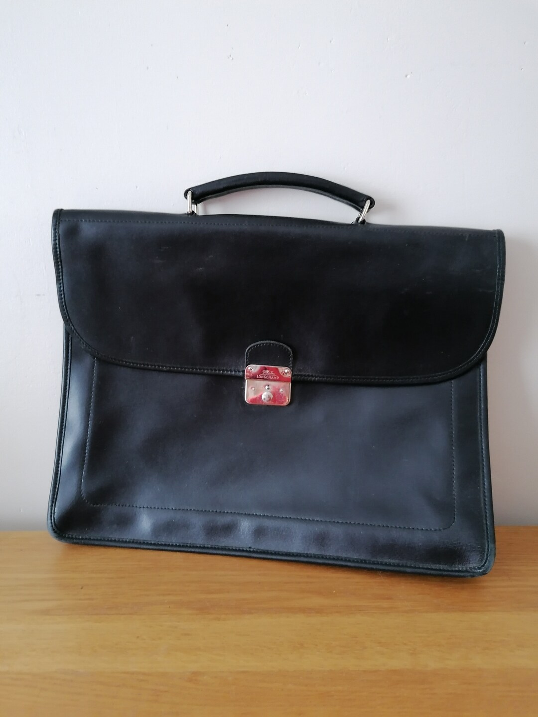 Longchamp Paris Briefcase for Men in Black Leather french Luxury Brand ...
