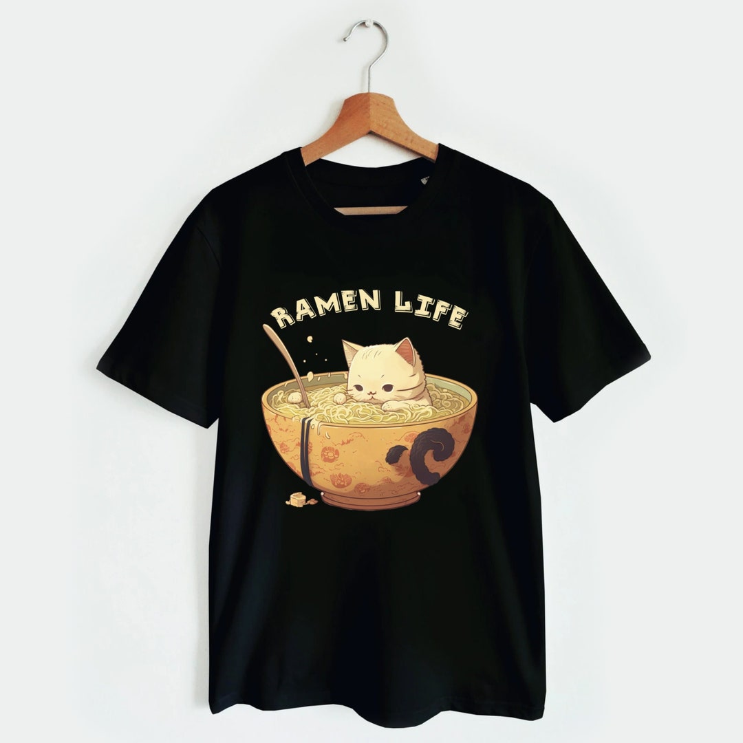 Ramen Life Neko Kawaii Kitty Anime T-shirt for Ramen Lovers and ...